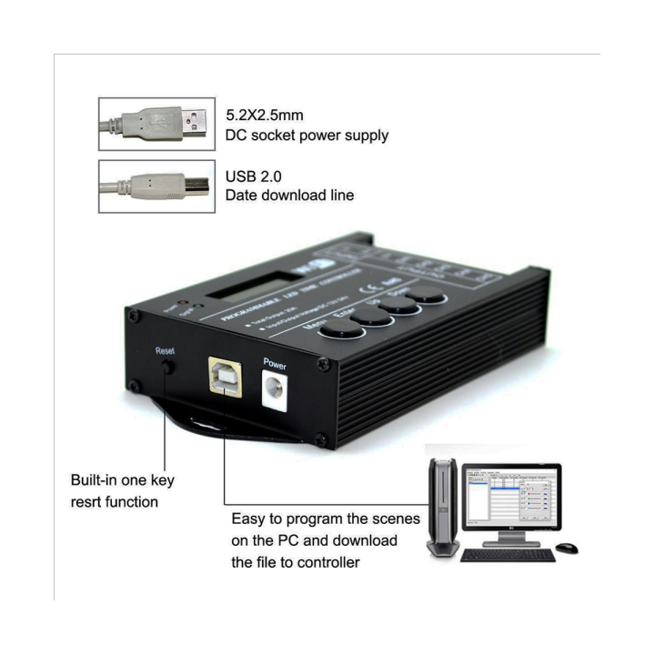 DC 12V 24V WiFi RGB Time Programmable LED Controller TC421 5 Channels ...