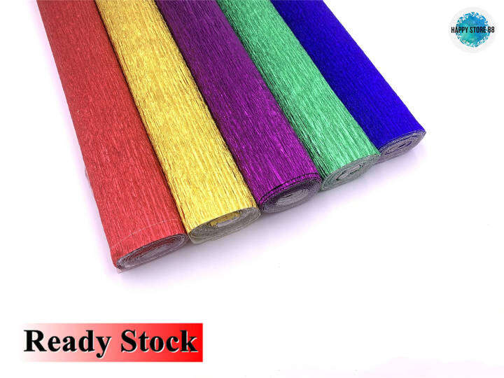 50 x 250cm Shiny Colour Crepe Paper/ Kertas Crepe Warna Berkilat (2.5m ...