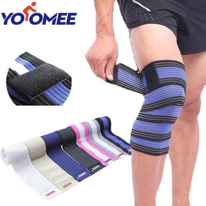 Yoomee สายรัดอุปกรณ์กีฬาแบบพยุงเข่าเทปติดผ้าพันแผลยางยืด2ชิ้น,ป้องกัน ...