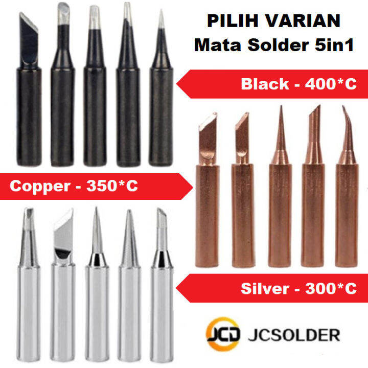 Set 5 in 1 Mata Solder Station Tool 936 936A 900M 908S Ujung Tip Head ...