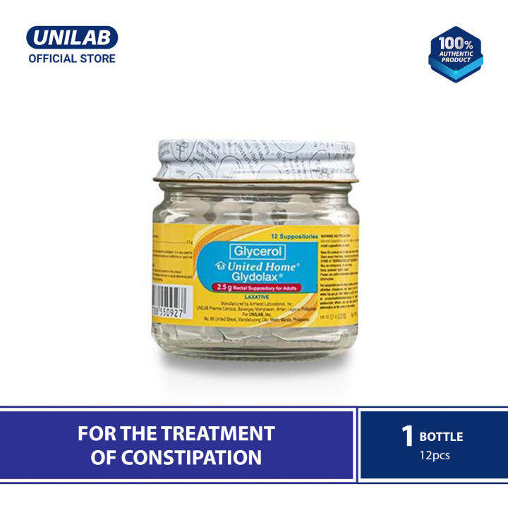 United Home Glydolax Adult Suppository Bottle Of 12 Pcs (For The ...