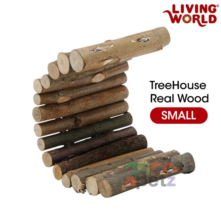 Living World TreeHouse Real Wood Logs Tunnel Bridge, Hamster & Small ...