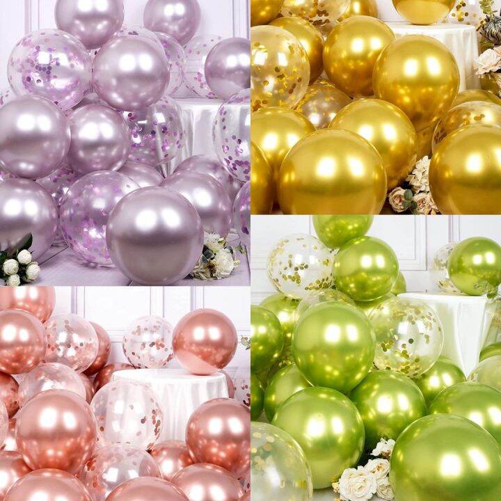 D26 (10/20PCS)12inch Chrome Metallic Confetti Latex Balloons | Birthday ...
