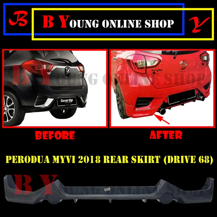 PERODUA MYVI 2018 MYVI NEW REAR SKIRT WITH 2PCS EXHAUST THAILAND DESIGE ...