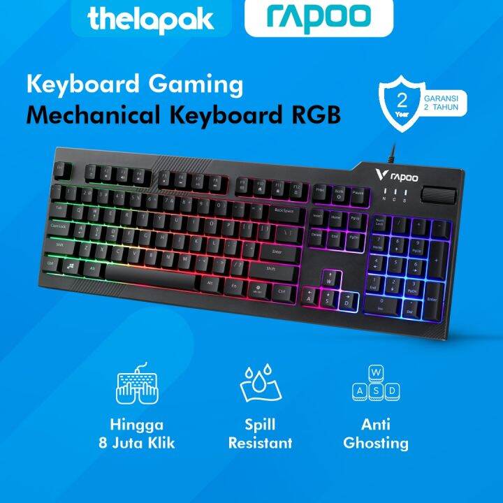 Keyboard Gaming RGB Backlit Rapoo VPro V50S Wired Keyboard Anti-Splash Design Garansi | Lazada ...