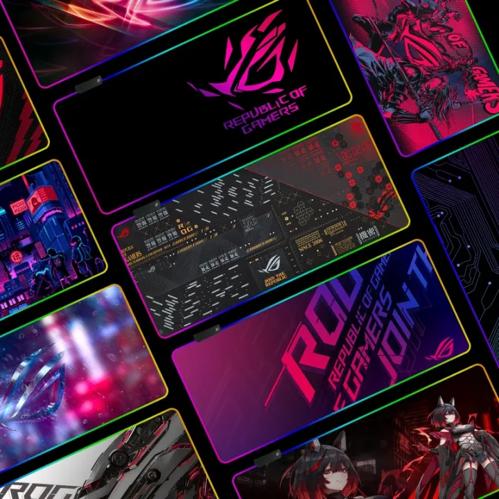 RGB Luminous Mouse Pad Gaming ROG Table แล็ปท็อปคีย์บอร์ดกันลื่นหนาขนาด ...