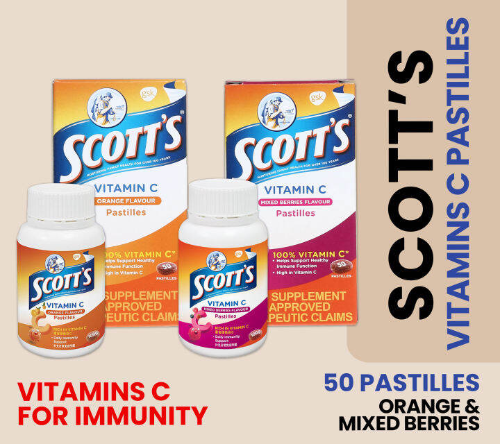 Scott's Vitamin C Pastilles Orange and Mixed Berries 50s | Lazada PH