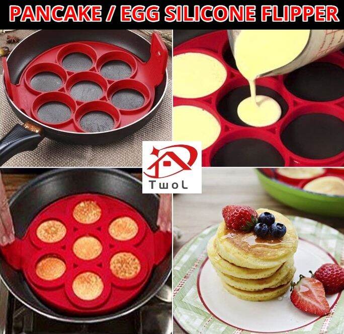 Twol Perfect Flip Nonstick Perfect Pancake Maker Mold Over Easy Silocone Egg Flipper | Lazada PH