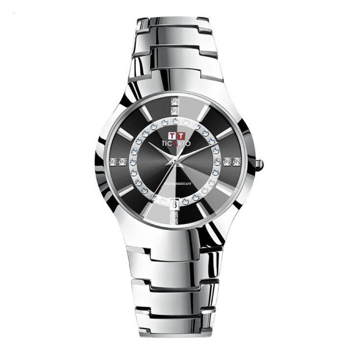 Ticarto Women Men Fashion Watches Quartz Couple Watch Stainless Steel ...