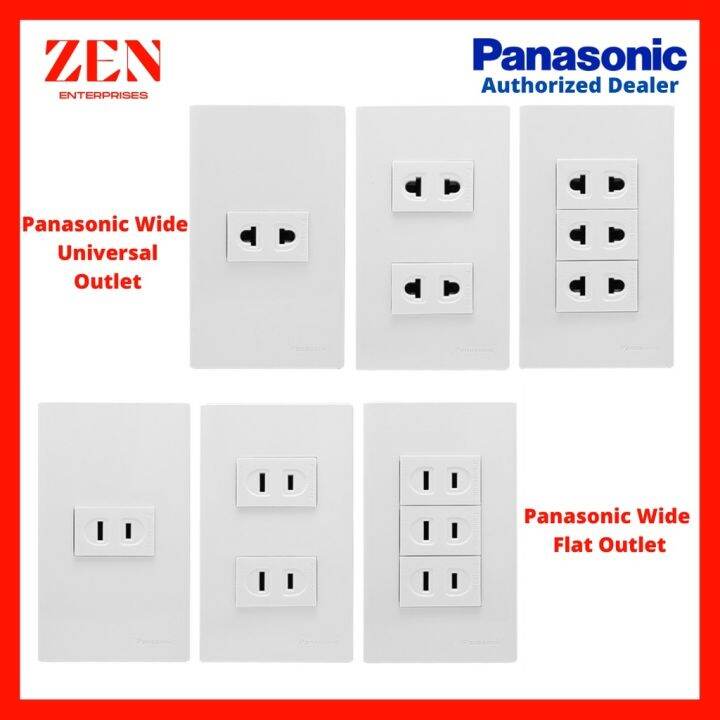 Panasonic Wide Series Universal / Flat Outlets 1 Gang 2 Gang 3 Gang ...