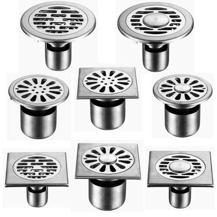 【hot】 304 Stainless Steel Round / Square Bathroom Sewer Anti clogging ...