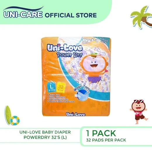 UniLove Powerdry Baby Diaper 32's (Large) Pack of 1 | Lazada PH