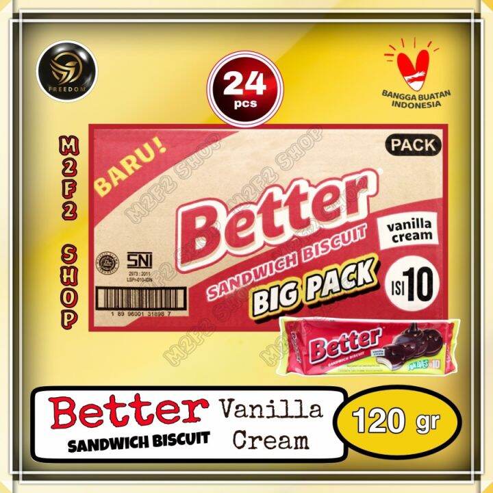 Better Biskuit Sandwich Vanilla Cream | Vanila - 120 gr (Kemasan Karton ...