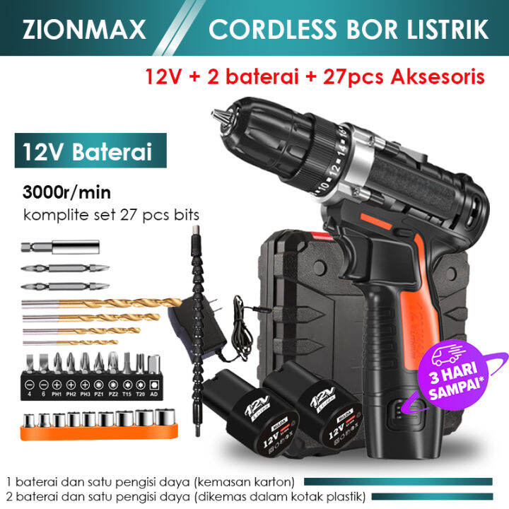 Bor Charger/Mesin Bor Listrik Cordless Drill Set Drill Machine Cordless ...