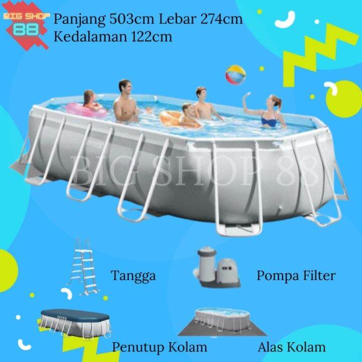 Kolam Renang Intex Kolam Renang Keluarga Portable Prism Frame Oval Pool ...