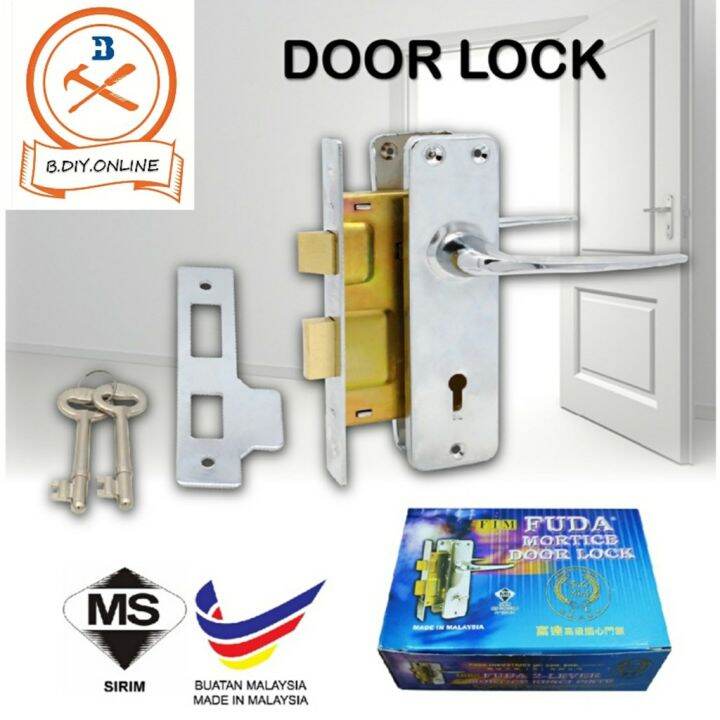 FUDA MORTICE CHROME DOOR LOCK 2-LEVER | Lazada