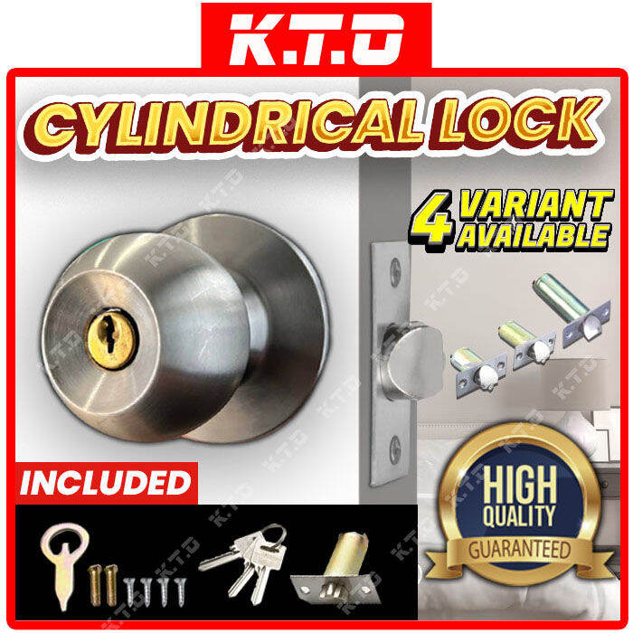 Cylindrical Door Lock Set Keyed Entrance Door Knob Lock Tongue Latch ...