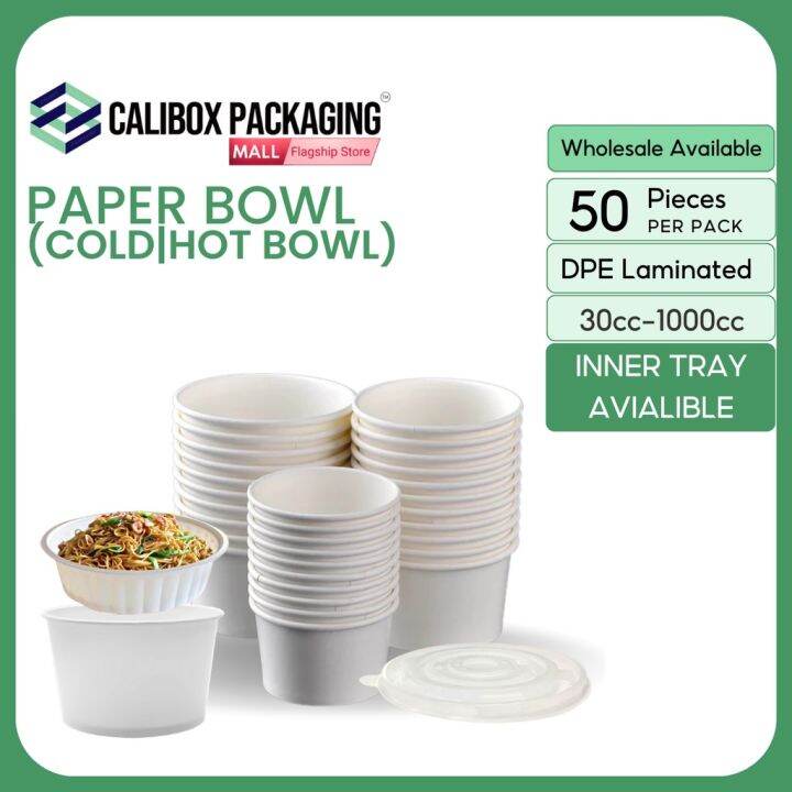Hot sales Calibox [50PCS] Plain White Paper Bowl Soup Bowls Snack ...