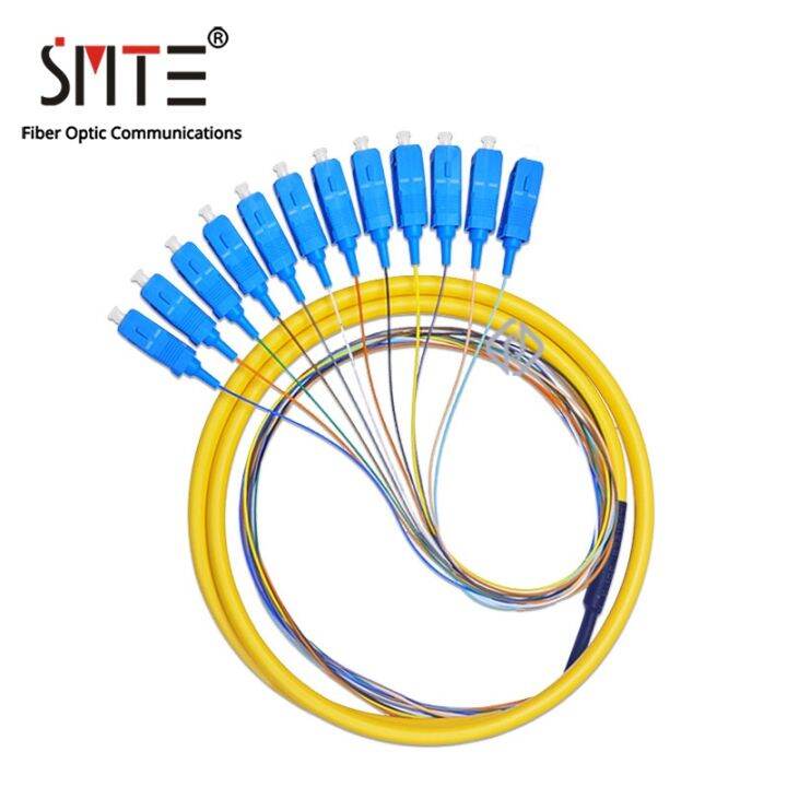 ☢ SMTE 12 Core Pigtail Fiber Optic UPC SC Patch Cord 0.9mm 1 2 Meters ...