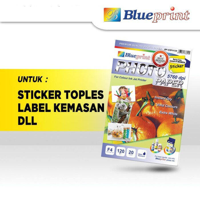 Blueprint BP-GSF4120 Glossy Sticker Kertas Stiker Folio F4 | Lazada ...