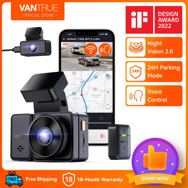 OFFICIAL Vantrue E2 Dash Cam Front and Rear with Voice Control, 2.7K + 2.7K Dual Dash Camera for ...