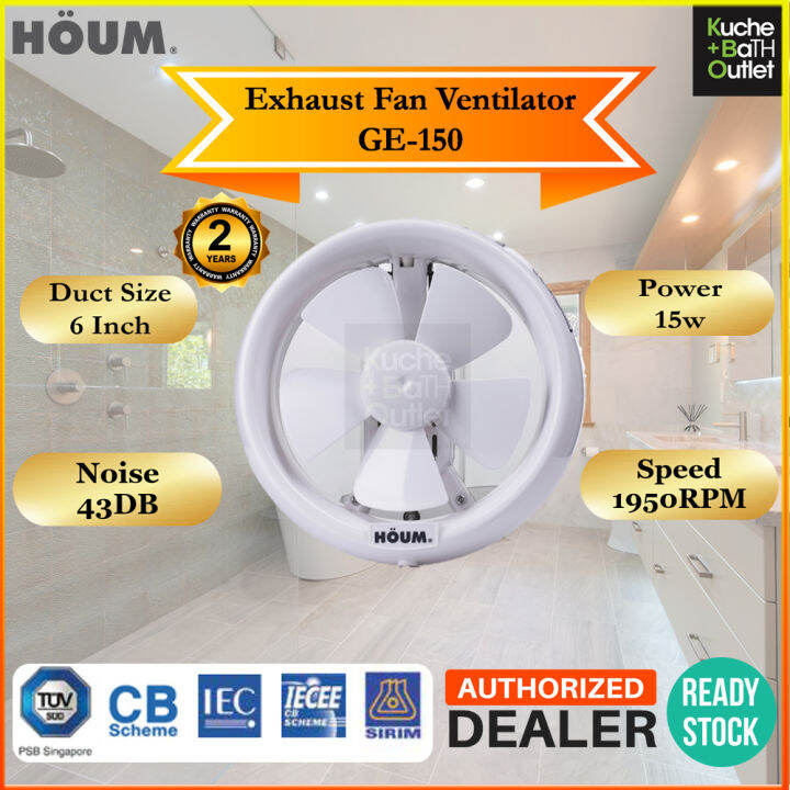 HOUM EXHAUST FAN VENTILATOR FAN GE-150 GE-250 GLASS MOUNTED | Lazada