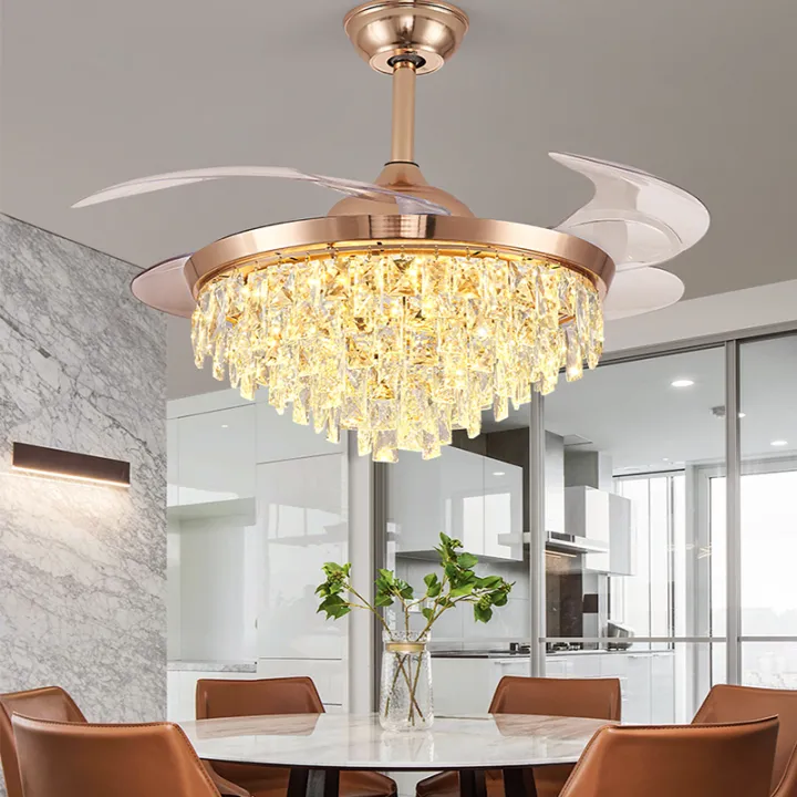 Sunshine Ceiling Fan Lamp Luxury Crystal Chandelier 42Inch Ceiling Fan ...