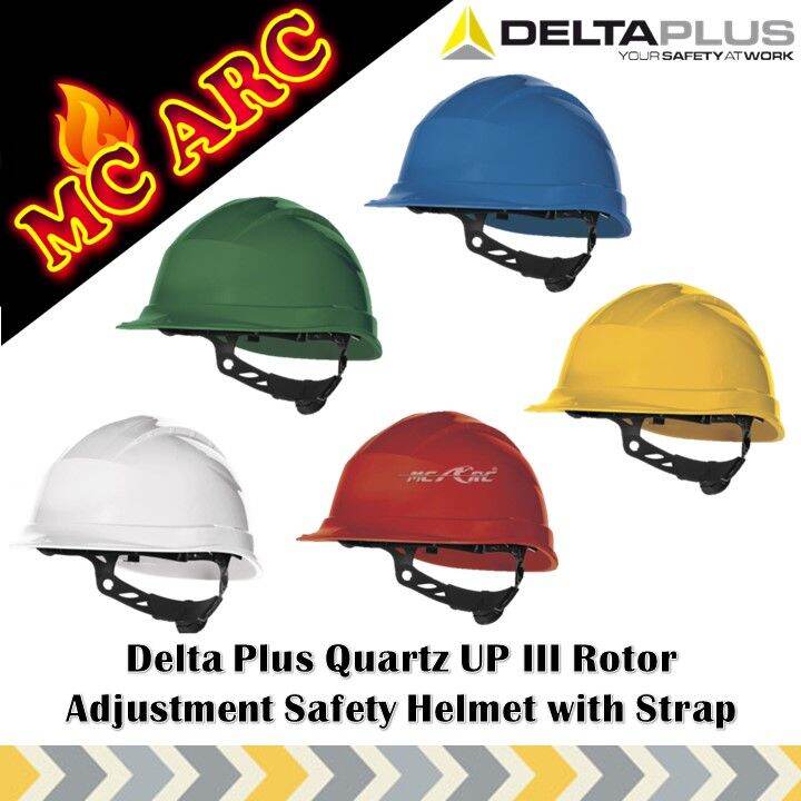 Delta Plus Quartz UP III Rotor Adjustment Safety Helmet with Strap ...