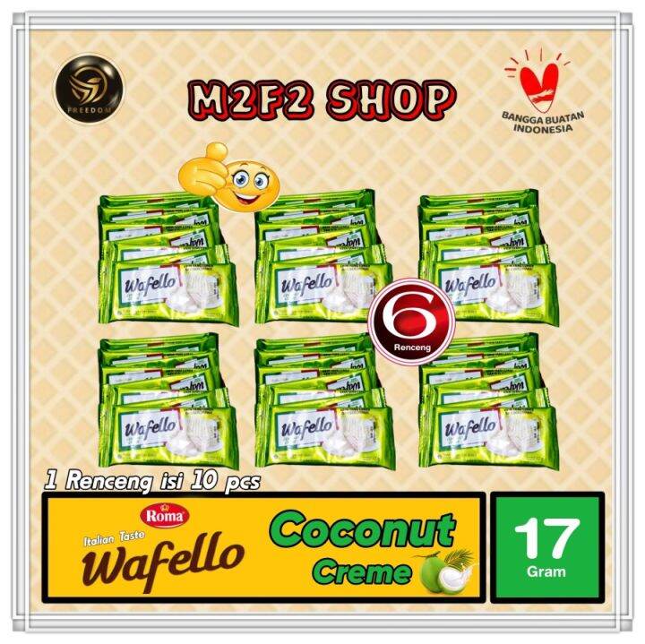 Roma Wafer Wafello Coconut Creme | Krim Kelapa - 17 gr (Kemasan 6 ...