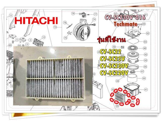 อะไหล่ของแท้/ฟิตเตอร์เครื่องดูดฝุ่นฮิตาชิ/CV-SC230V*016/HITACHI/HEPA ...