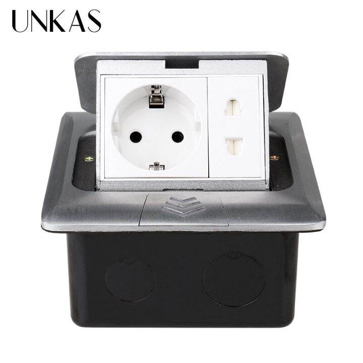 UNKAS All Aluminum Silver Panel 16A Pop Up Floor Socket Russia Spain EU ...