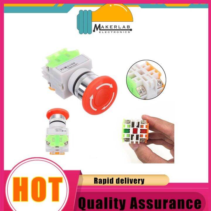 Red Mushroom Cap LAY37-11ZS 1NO 1NC DPST Emergency Stop Push Button Switch | Lazada PH