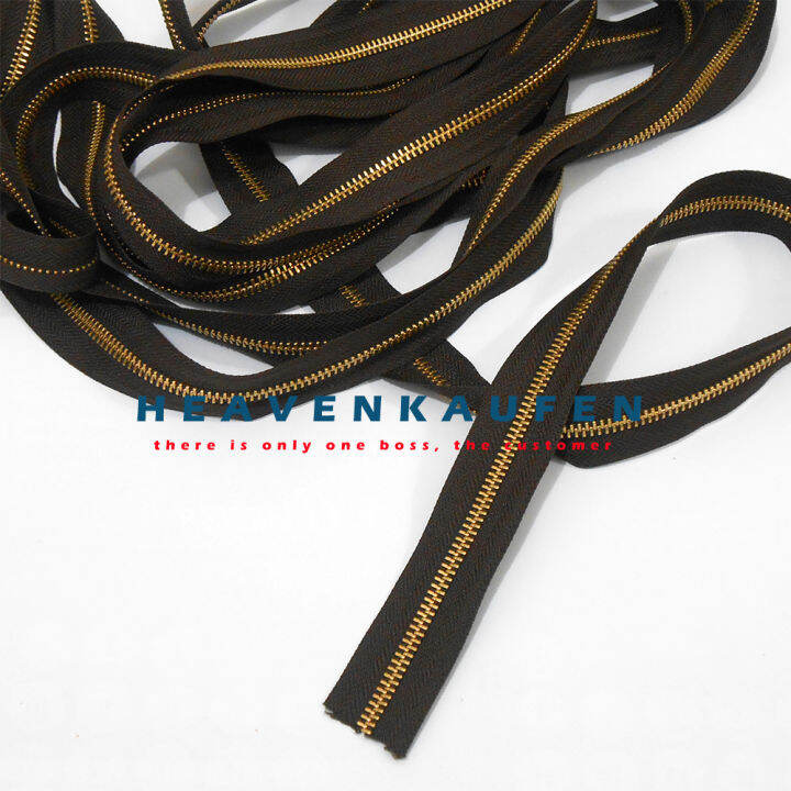 Resleting Zipper Longchain YKK Coklat - Gold Emas Type Gigi Besi No 5 ...