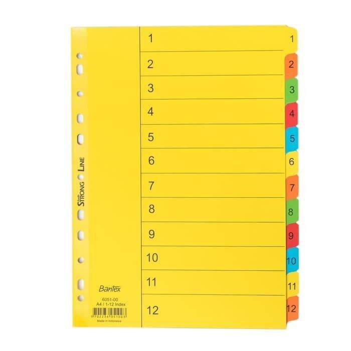 Pembatas Kertas / Divider Bantex A4 1-12 angka 6051 | Lazada Indonesia