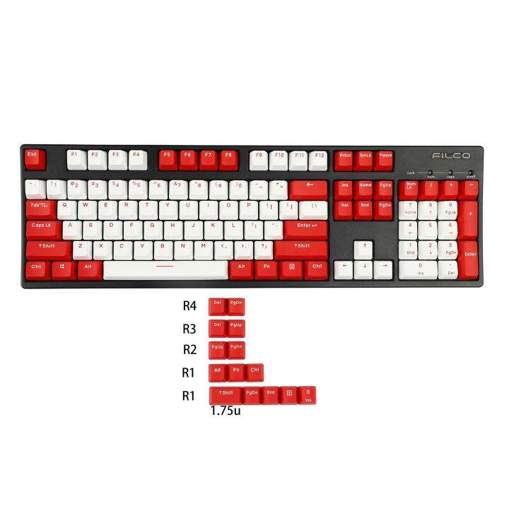 OEM Dolch 118 Key White Red PBT Double Shot Keycaps For MX Mechanical ...