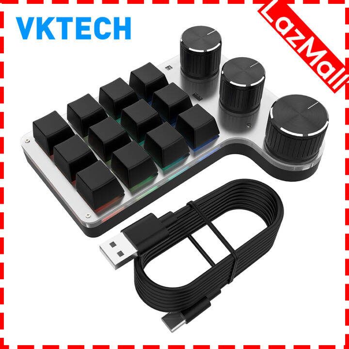 [Vktech] Programmable Custom 12/3 Key Knob RGB Multifunctional Keypad 7 ...