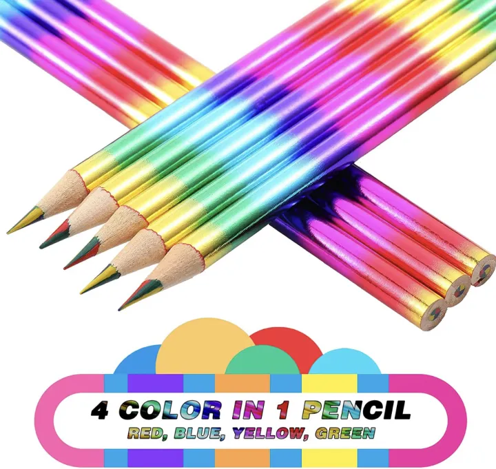 4 in 1 Colour Pencils, Rainbow Coloured Pencils for Kids, Rainbow ...
