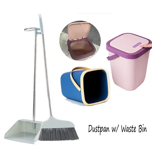 WASTECLEANERSET#01- Household Waste Garbage Bin Dust Pan with Broom ...