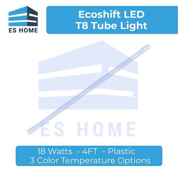 Ecoshift T8 LED Tube Light 18 Watts 4FT Plastic | Lazada PH