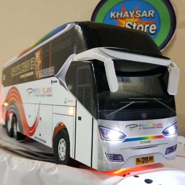 miniatur bus bis mainan bus bis double deker plus lampu PUTRA PELANGI ...
