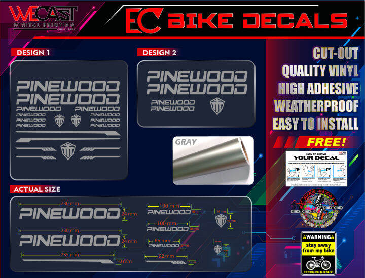 PINEWOOD BIKE FRAME DECALS | Lazada PH