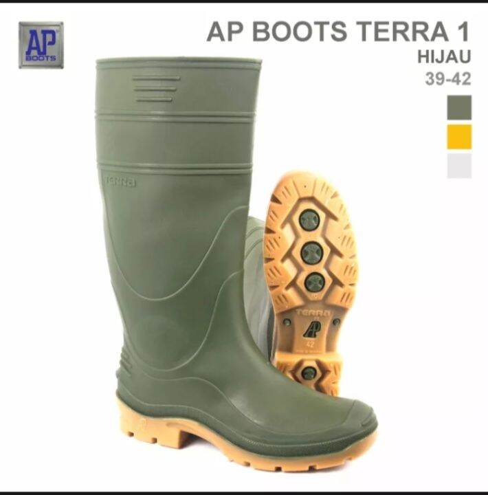 Sepatu Boot Tinggi AP BOOTS AP TERRA 1 Hijau Kontruksi Proyek | Lazada ...