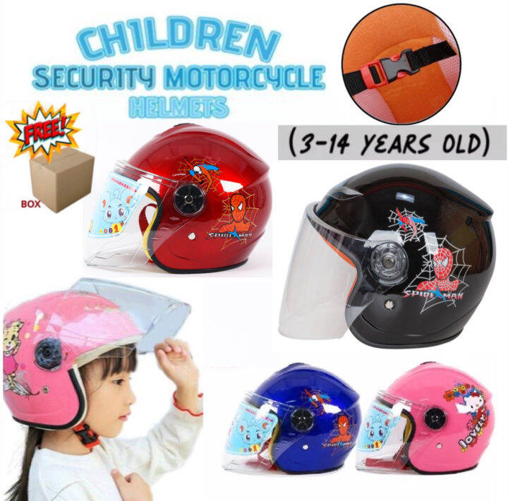 Helmet Motorcycle for Big Kid Half Face Plain Colour Topi Keledar Kanak ...