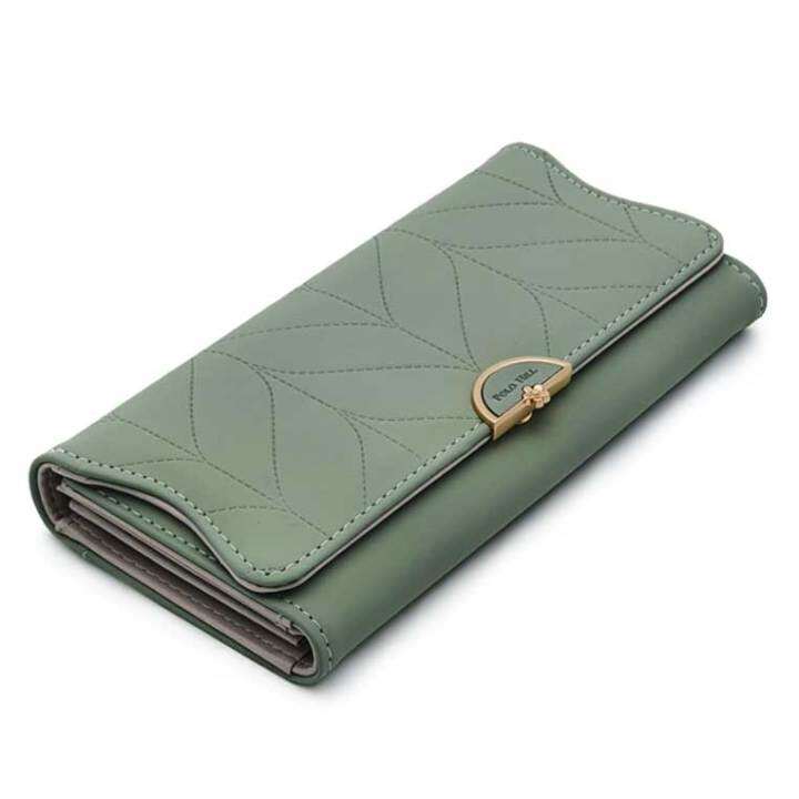 POLO HILL กระเป๋าเงินใบยาวเย็บแรงบันดาลใจสำหรับผู้หญิง Pw119 | Lazada.co.th
