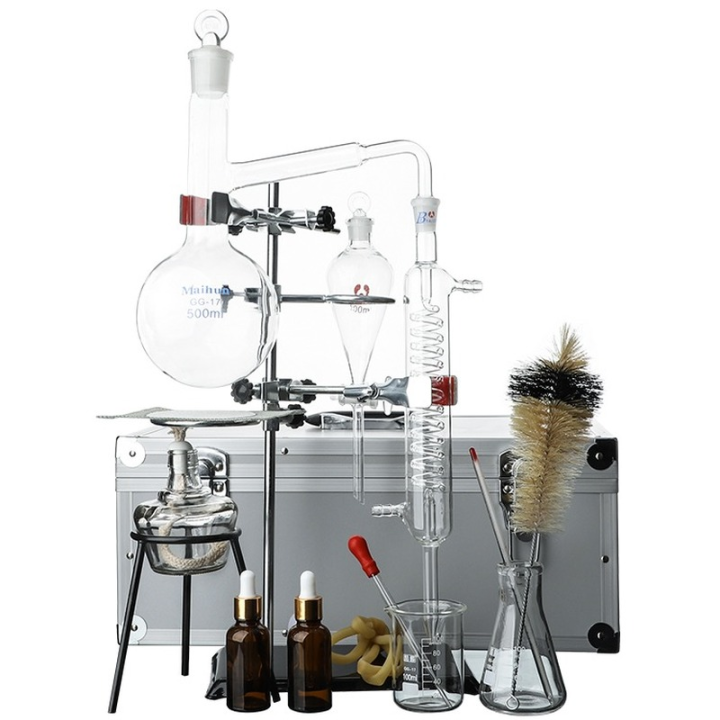 Lab Experiment Kit Chemistry Test Tool Box Distillation Set Glassware ...