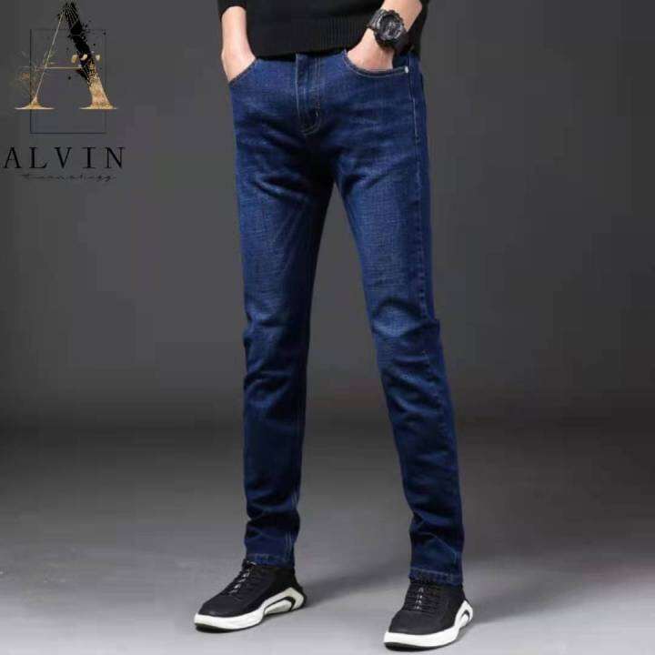 ALVIN# Dark blue Stretchable Skinny Slim Fit Jeans For Men | Lazada PH