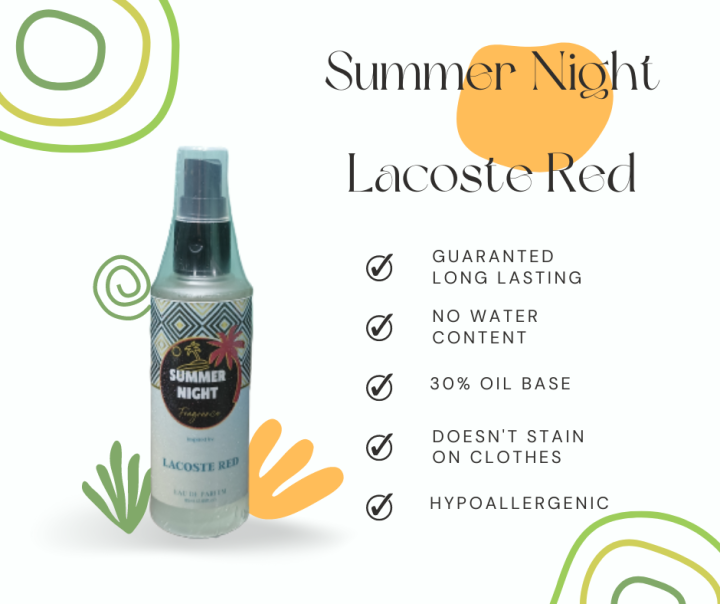 Summer Night Fragrance inspired by Lacoste Red 85ml Eau de Parfum Oil ...