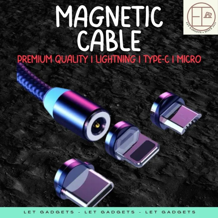 Magnetic Cable 3in1 Changeable Fast Charge Micro USB Type C IOS Cable ...