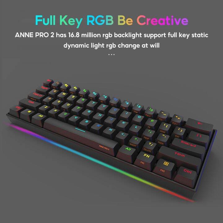 ANNE PRO 2 Gateron คีย์บอร์ดเกมมิ่ง เชิงกล บลูทูธสวิตช์ เสียบ USB RGB ...