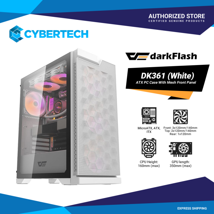 darkFlash DK361 Hexagon mesh front panel with modern style ATX Gaming ...